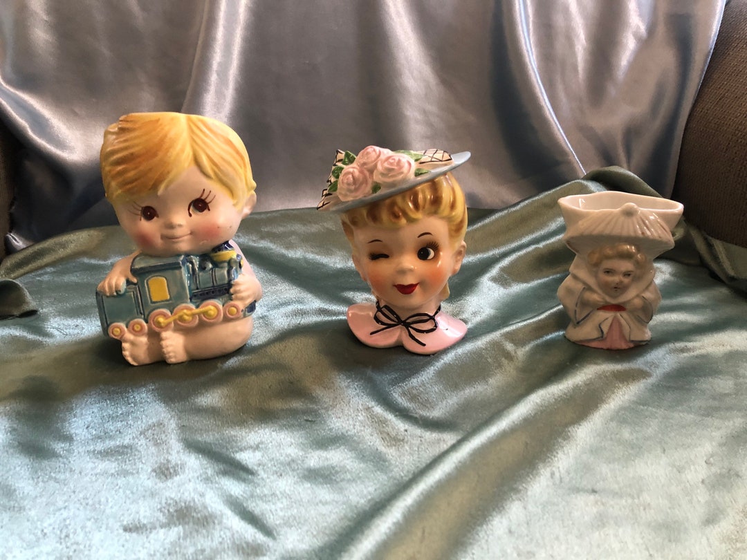 Vintage Porcelain Head Vases - Etsy