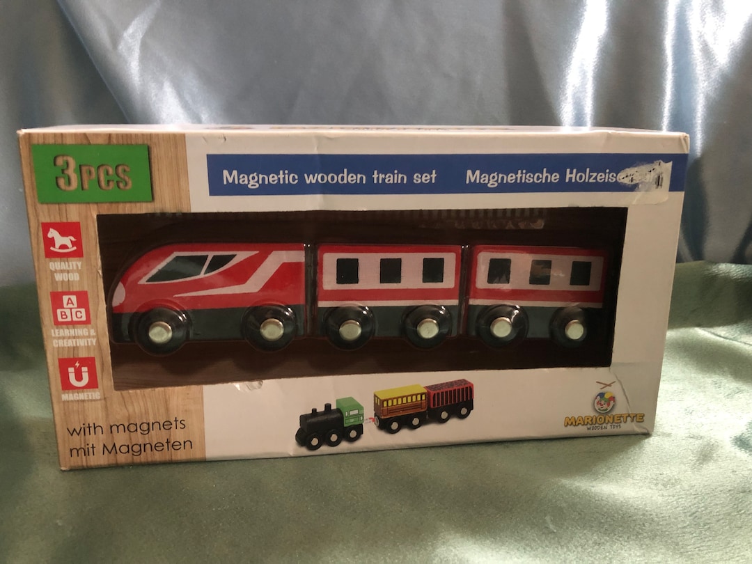 Magnetic Wooden Train Set - Etsy
