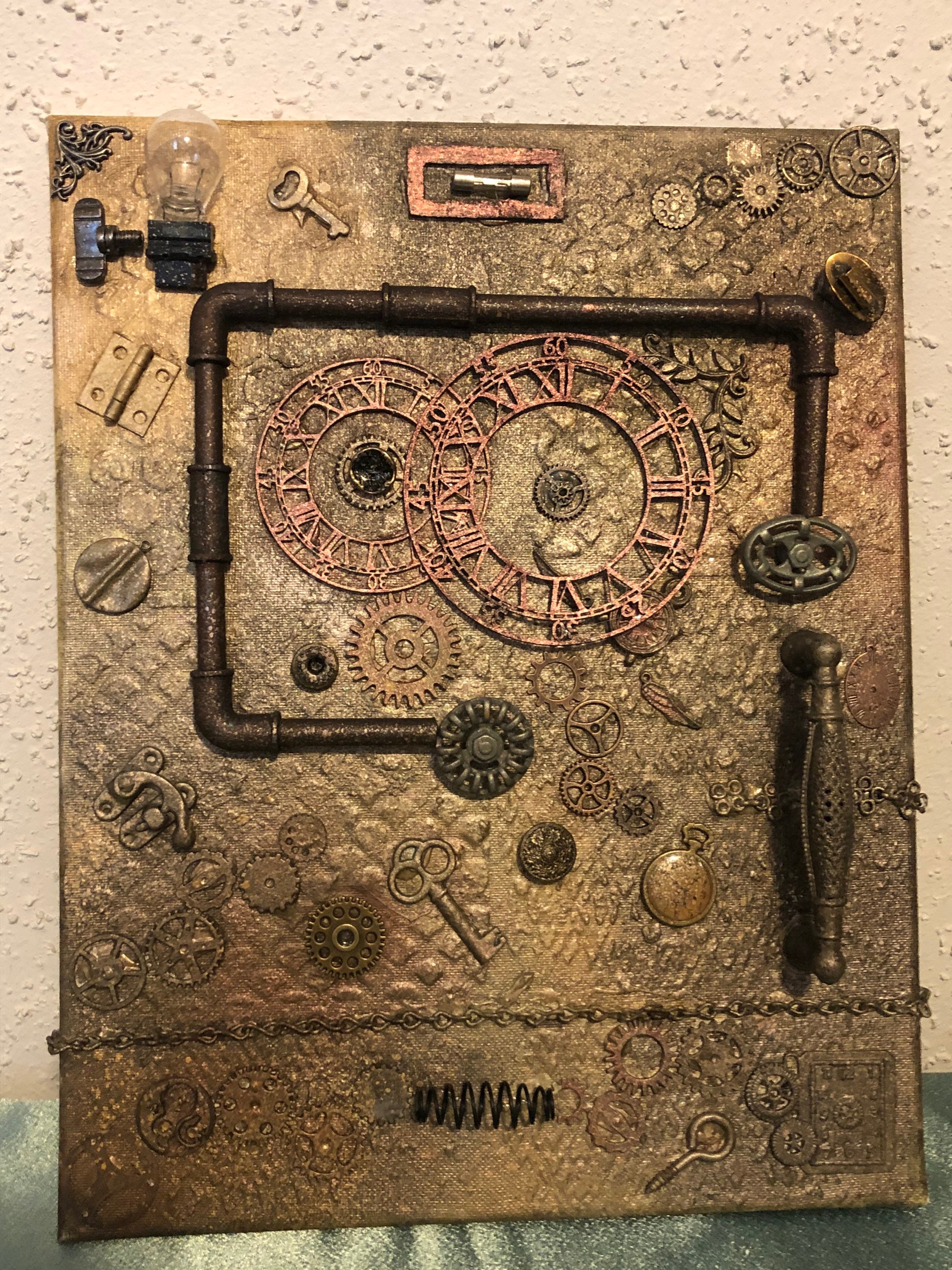 Mixed media steampunk collage on canvas handmade | Etsy