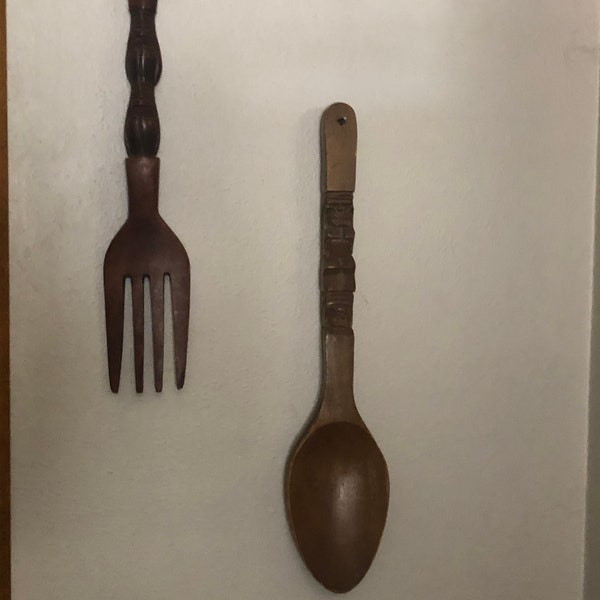 Wooden Fork and Spoon Wall Decor - Etsy