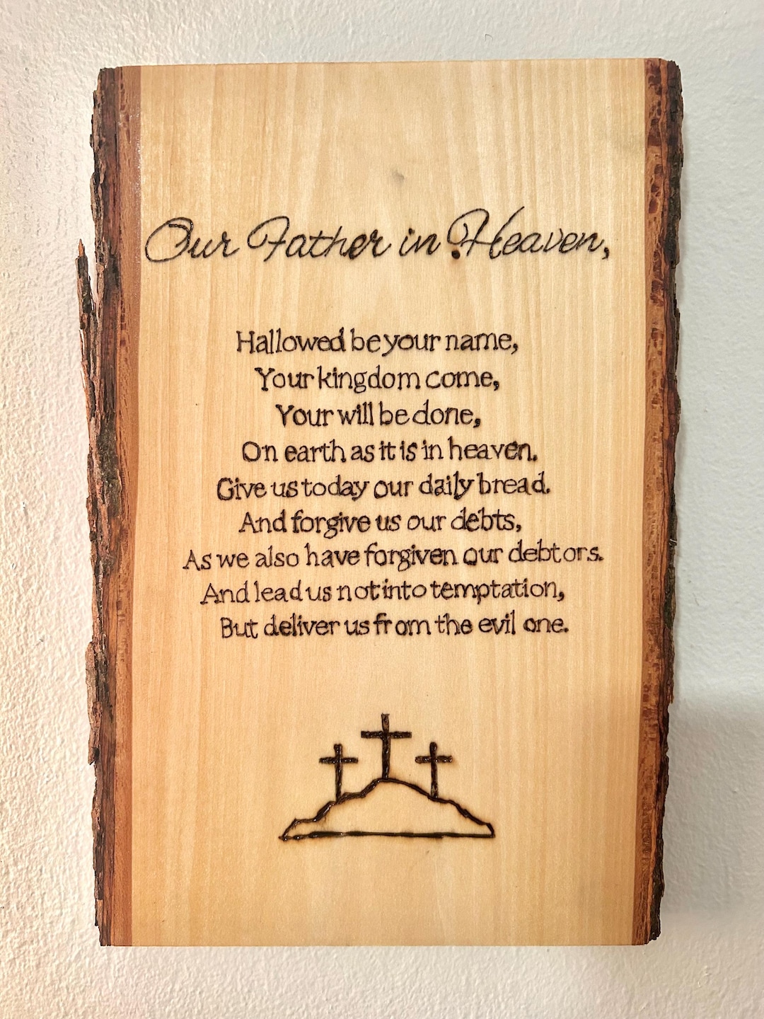 Customizable Woodburned Prayer Plaque | Handcrafted Rustic Wall Art ...