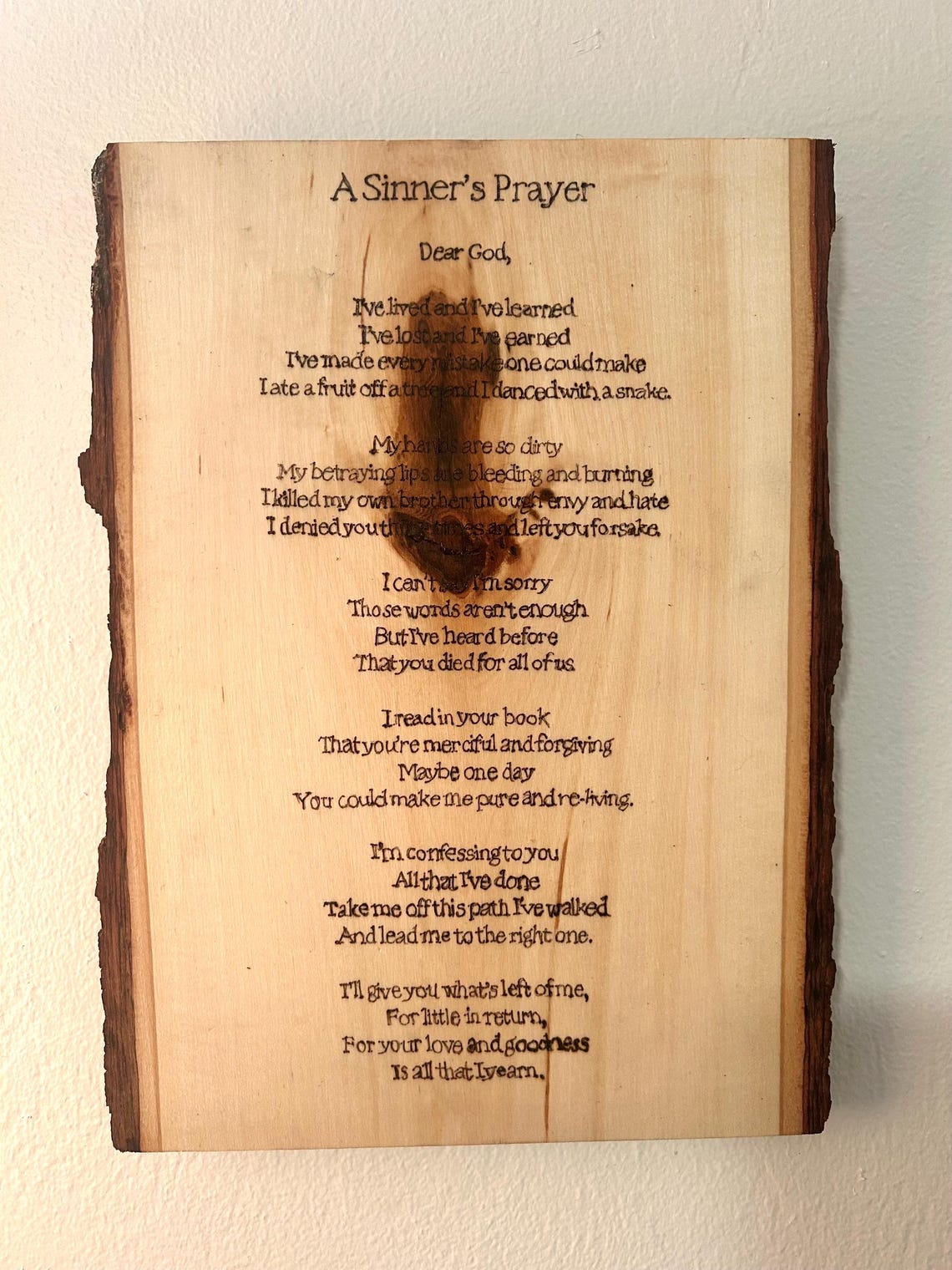 Customizable Wood Burned Poem Wall Art - Rustic Christian Decor for ...