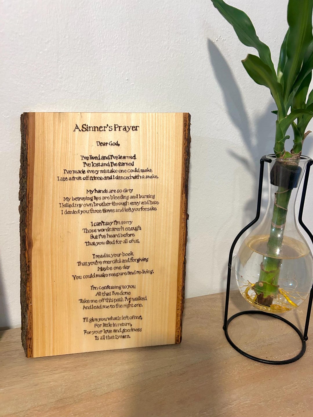 Customizable Wood Burned Poem Wall Art - Rustic Christian Decor for ...