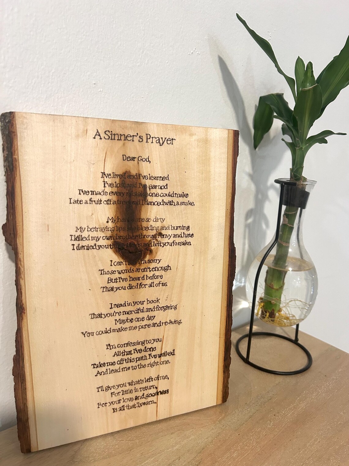 Customizable Wood Burned Poem Wall Art - Rustic Christian Decor for ...