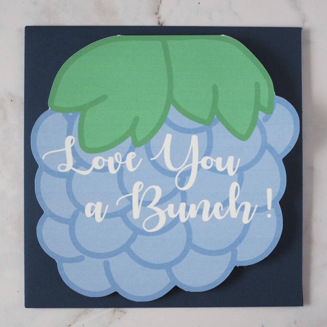 Love You a Bunch Card, Cute Kawaii Bunch of Grape Card, Blank Inside ...