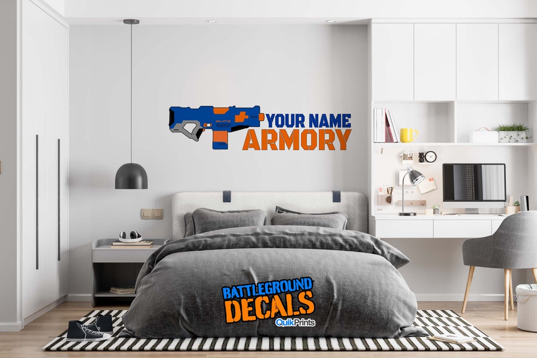 Personalized SMG Elite Foam Dart Gun - Full Color Custom Wall Decal ...