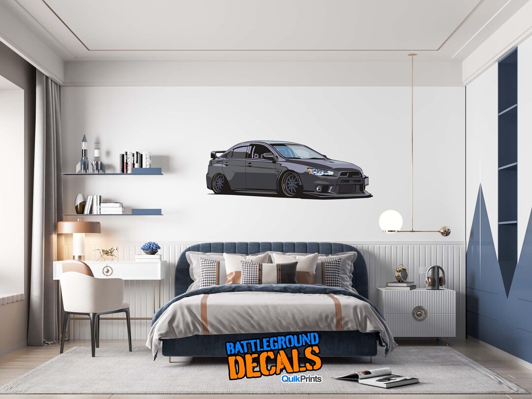 Gray Lowered Import Car Wall Decal - Full Color Printed Wall Decal - Etsy