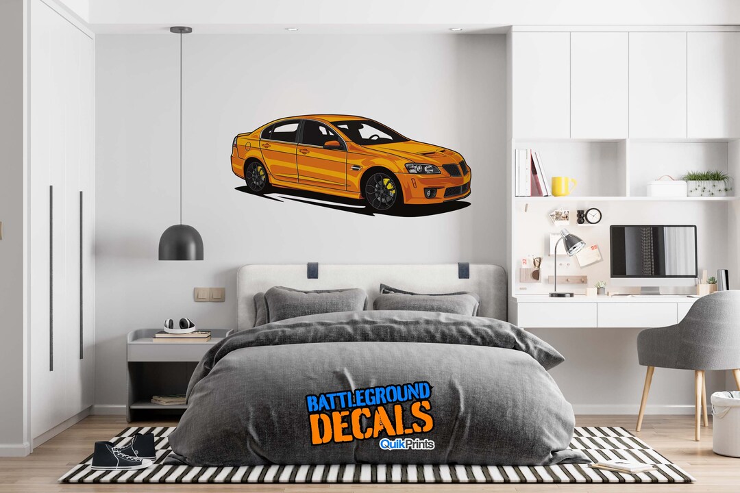 Orange Pontiac Sports Car Wall Decal - Full Color Printed Wall Decal ...