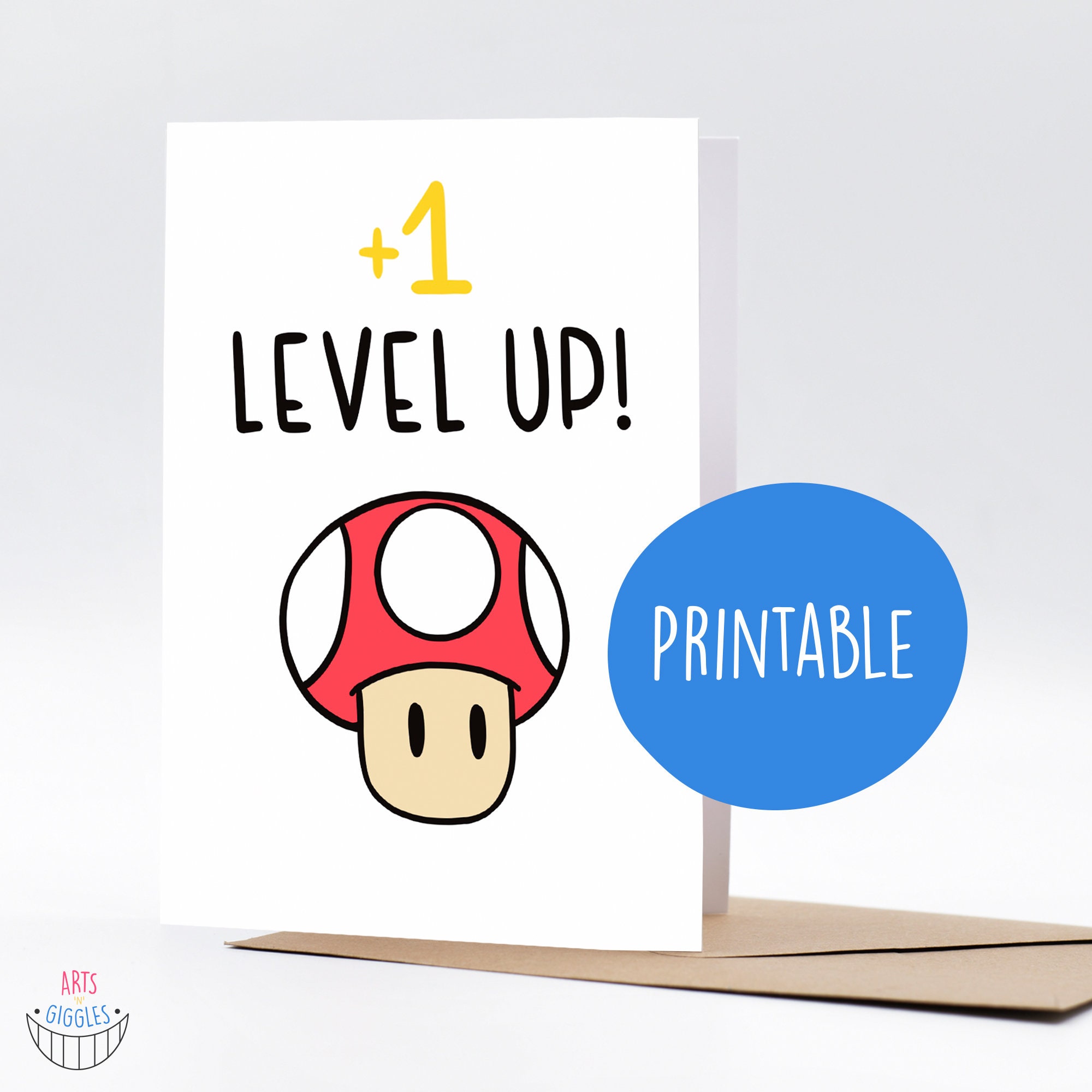 SUPER MARIO Bros Mushroom Level up Funny and Cute Birthday - Etsy