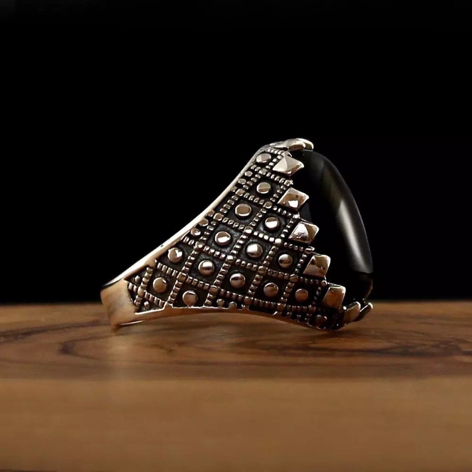 Traditional Turkish Sterling Silver Ring for Men Blood Red | Etsy