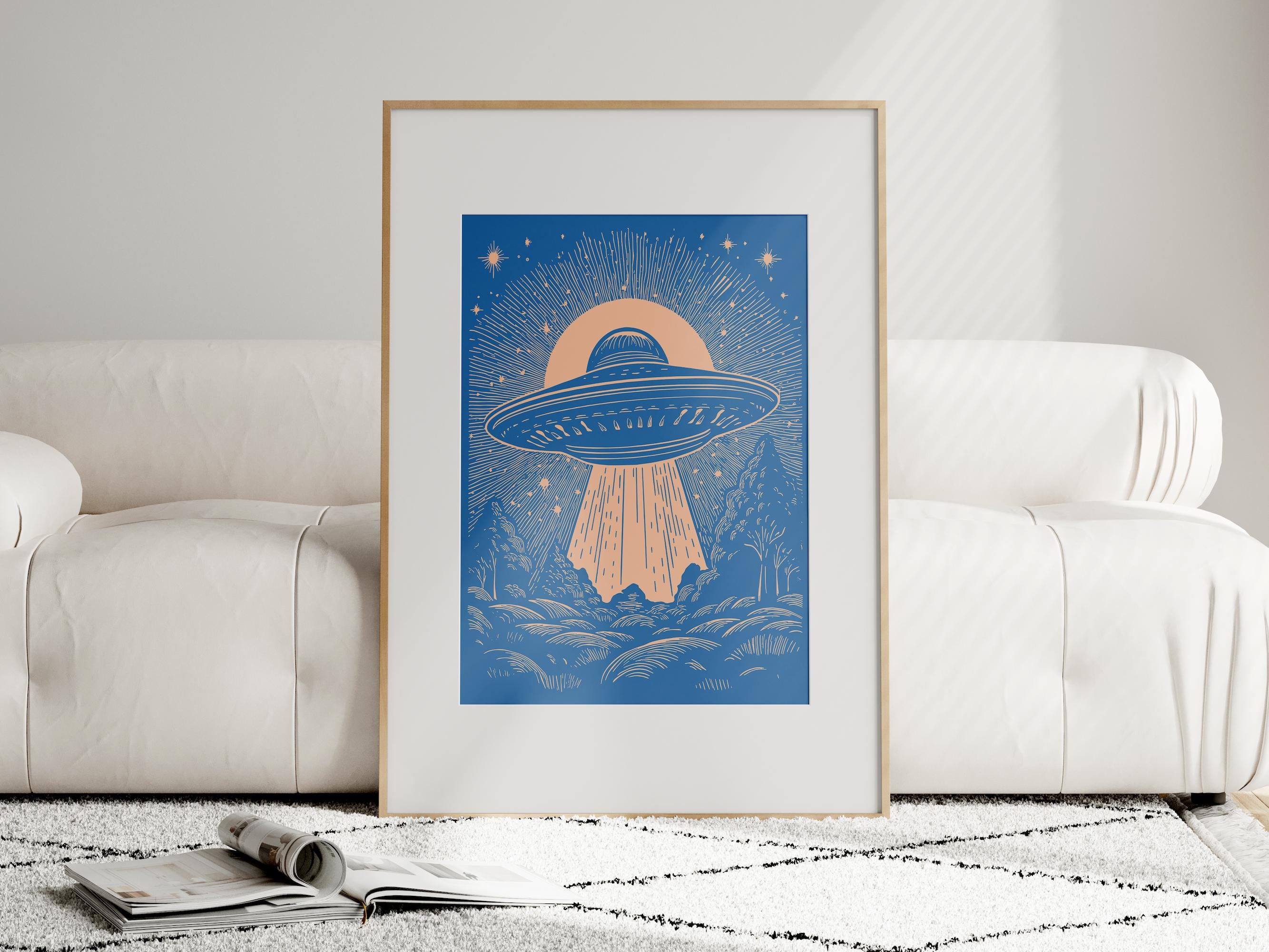 Retro UFO Sci-fi Wall Art | Large Printable Digital Download | Vintage ...