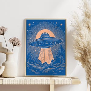Retro UFO Sci-fi Wall Art | Large Printable Digital Download | Vintage ...