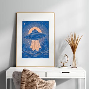 Retro UFO Sci-fi Wall Art | Large Printable Digital Download | Vintage ...
