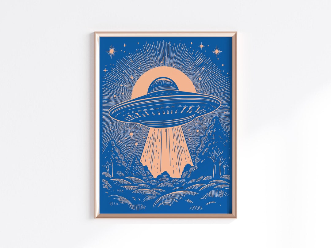 Retro UFO Sci-fi Wall Art | Large Printable Digital Download | Vintage ...