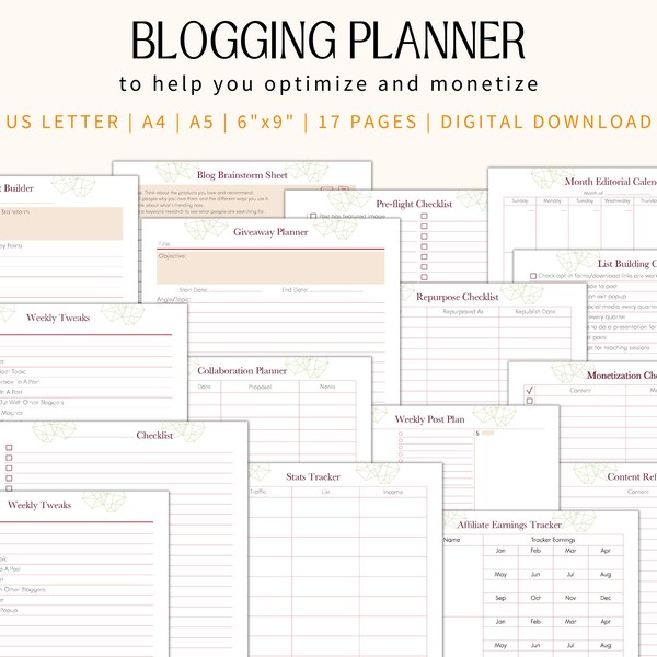 Blogging Planner - Etsy