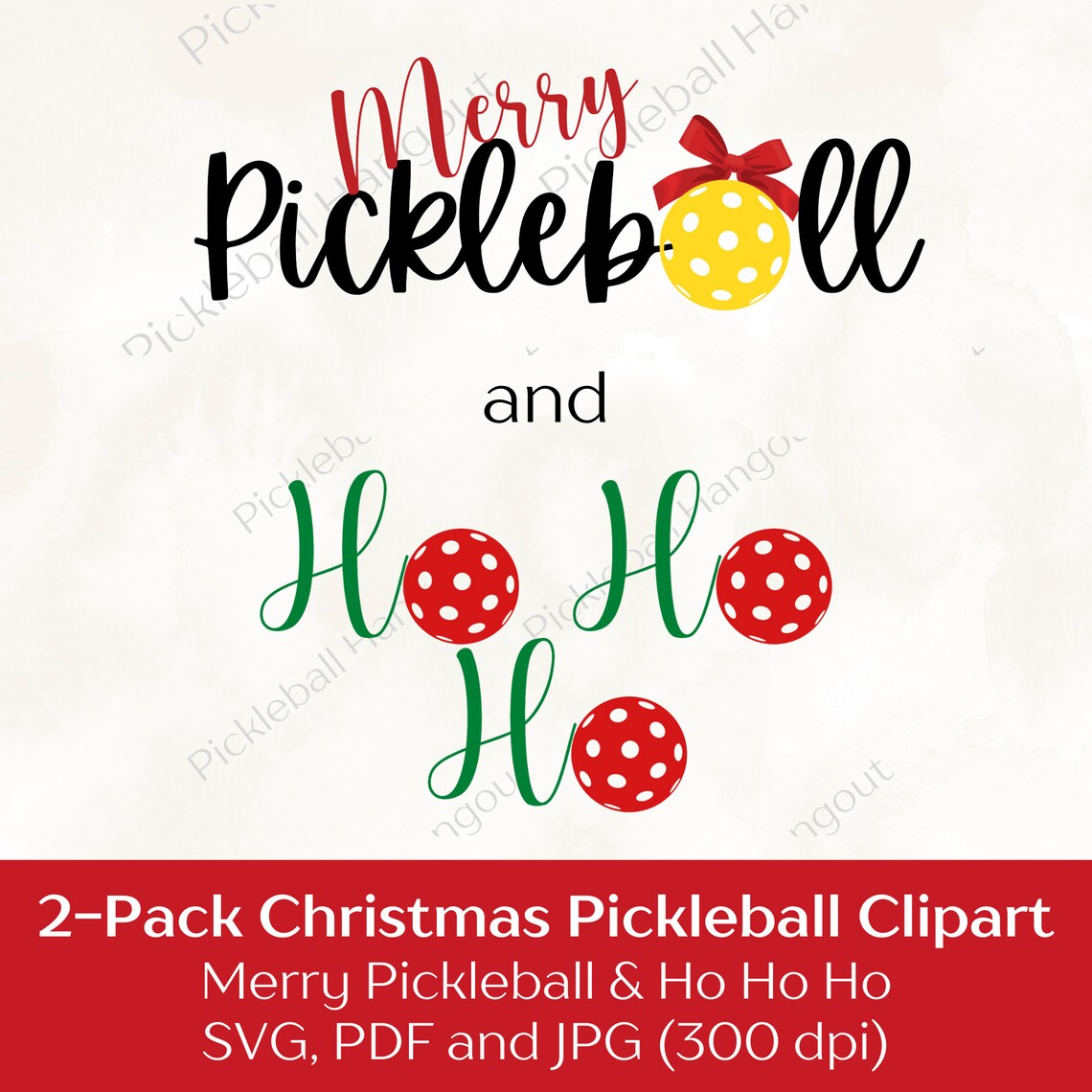 Christmas Pickleball Clipart | Merry Pickleball & Ho Ho Ho PNG, JPG ...