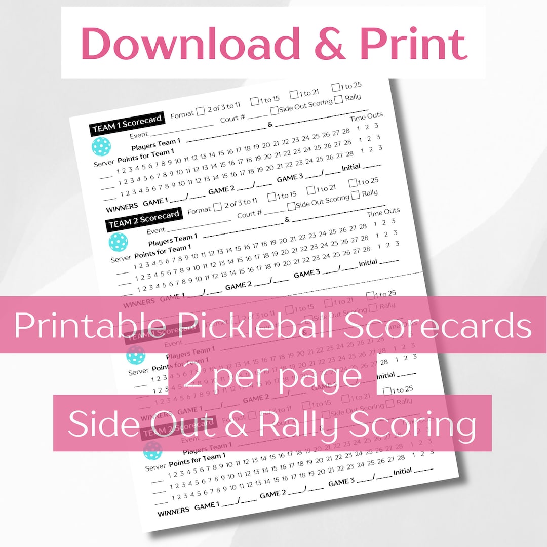 Pickleball Scorecard Template: Side Out & Rally Scoring (digital ...