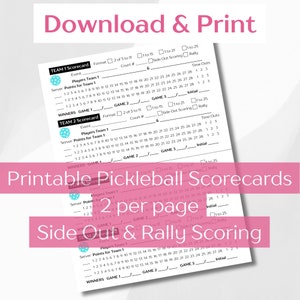 Pickleball Scorecard Template: Side Out & Rally Scoring (digital ...