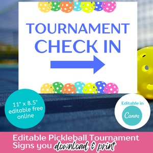 Editable Pickleball Tournament Sign Template: Printable Tourney Sign ...