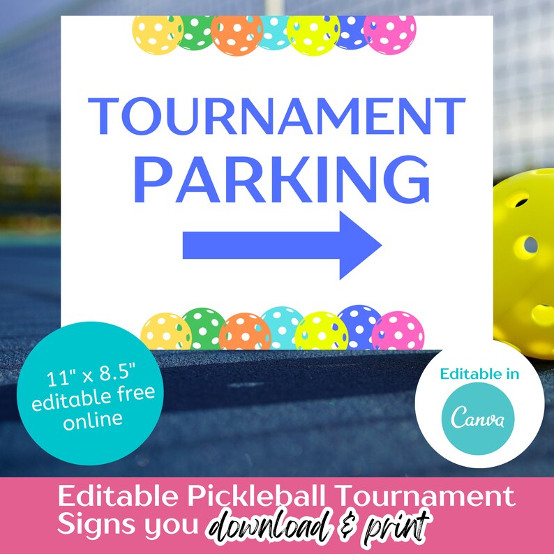 Editable Pickleball Tournament Sign Template: Printable Tourney Sign ...