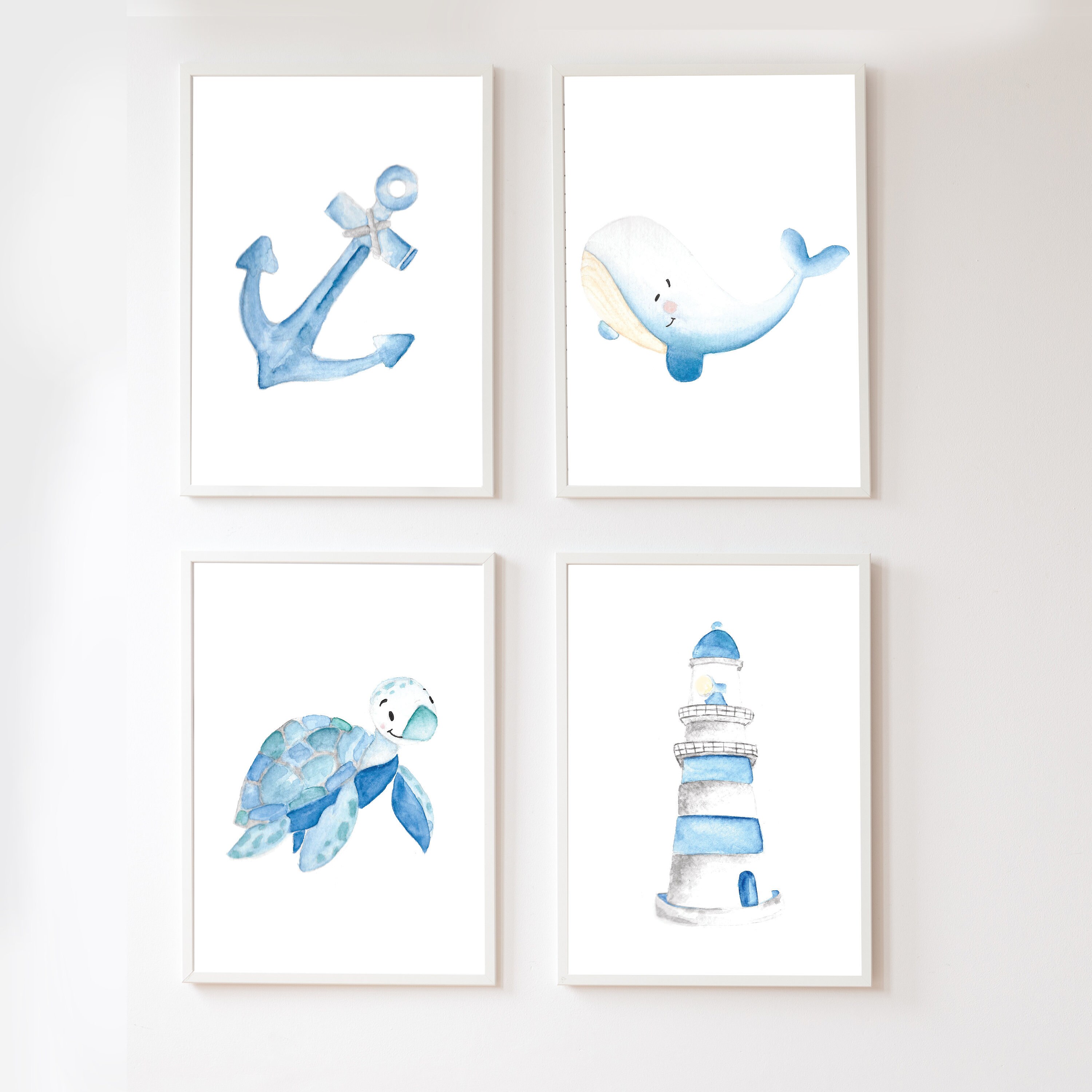 Watercolor Ocean Animals Nursery Prints Set of 4 Digital - Etsy