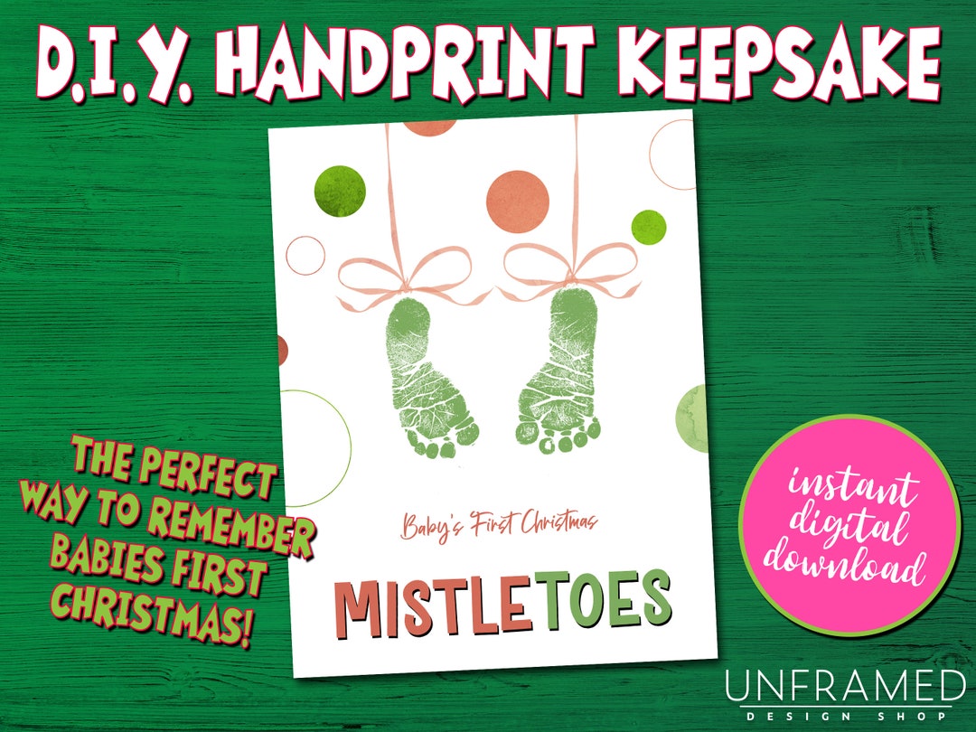 Baby’s First Christmas Mistletoes Handprint Art | Digital Download for ...
