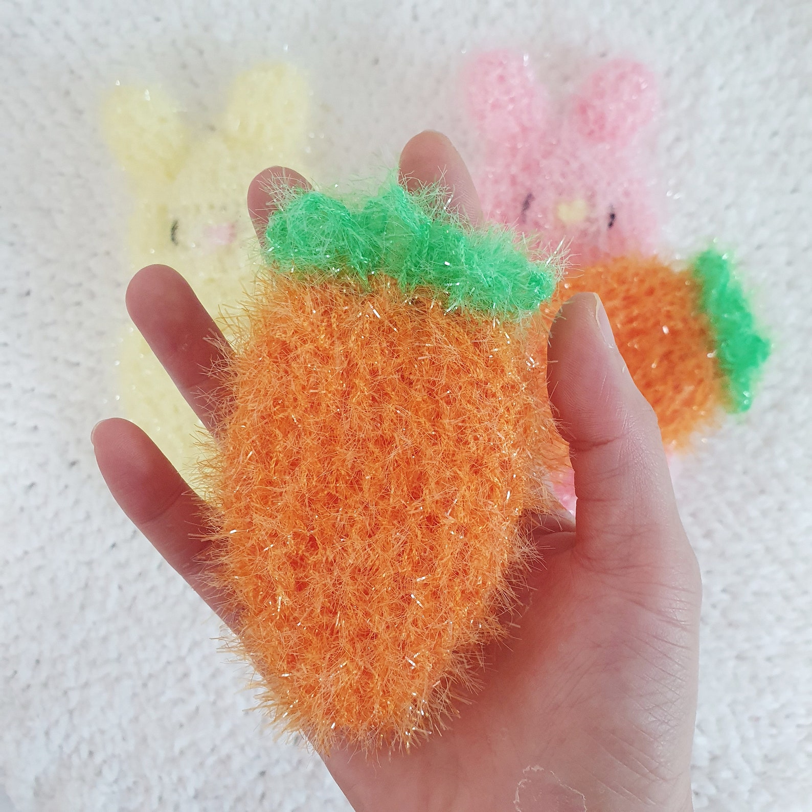 Crochet Scrubber - Rabbit & Carrot - Etsy