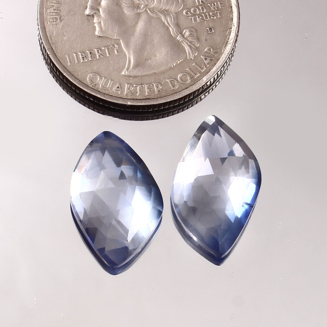 Lab Blue Sapphire Pair: 14 CT Rose Cut Fancy Gemstones - Etsy