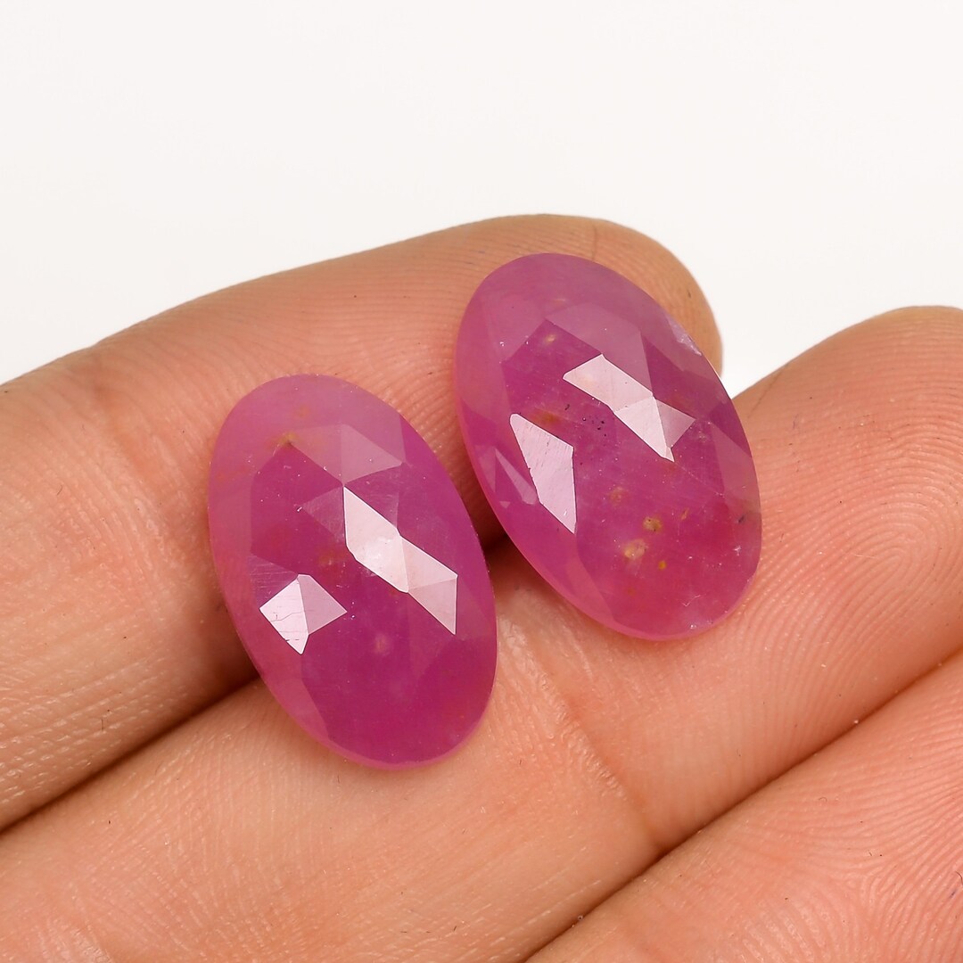 17 Ct Ruby Rose Cut Pair Natural Pink Ruby Rosecuts Slice Oval Shape ...