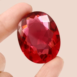 Lab Ruby Cut Gemstone Cut Ruby Oval Shape Cut Stone Loose Valentine's ...