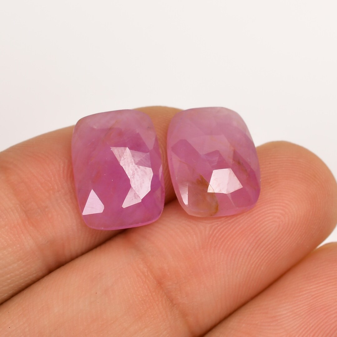 12 Ct Natural Pink Ruby Rose Cut Pair Loose Ruby Slice Radiant Shape ...