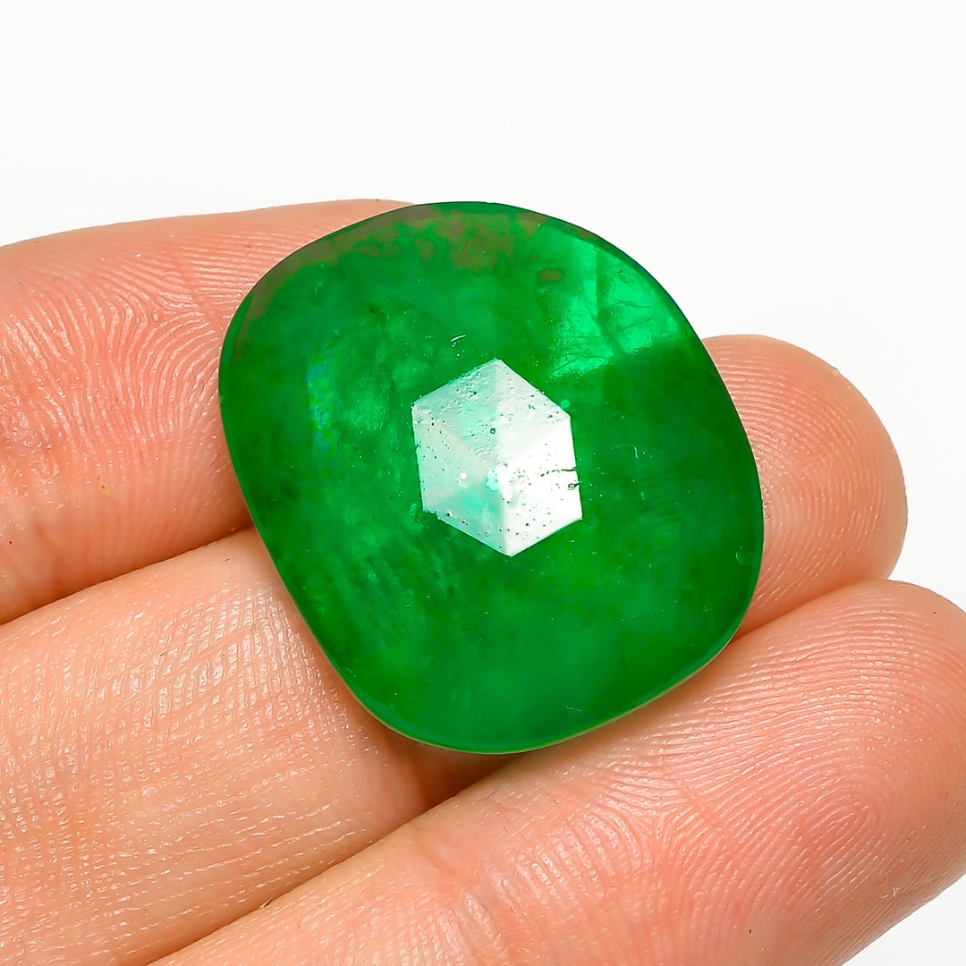 17.5 Ct Slice Emerald AAA Emerald Doublet Rose Cut Fancy Shape Faceted ...