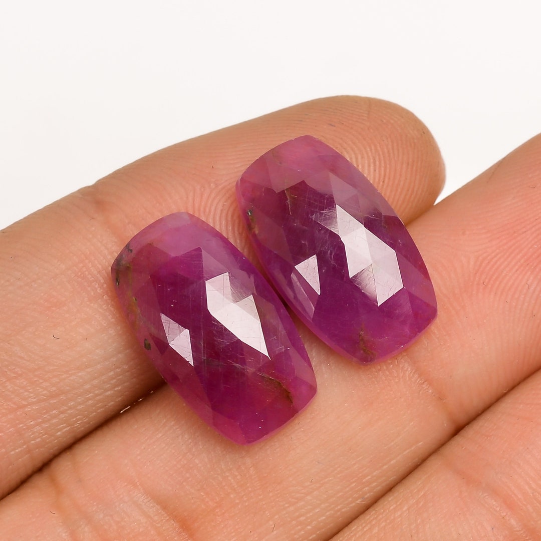 18.5 Ct Natural Pink Ruby Rose Cut Pair Ruby Slice Cushion Shape ...