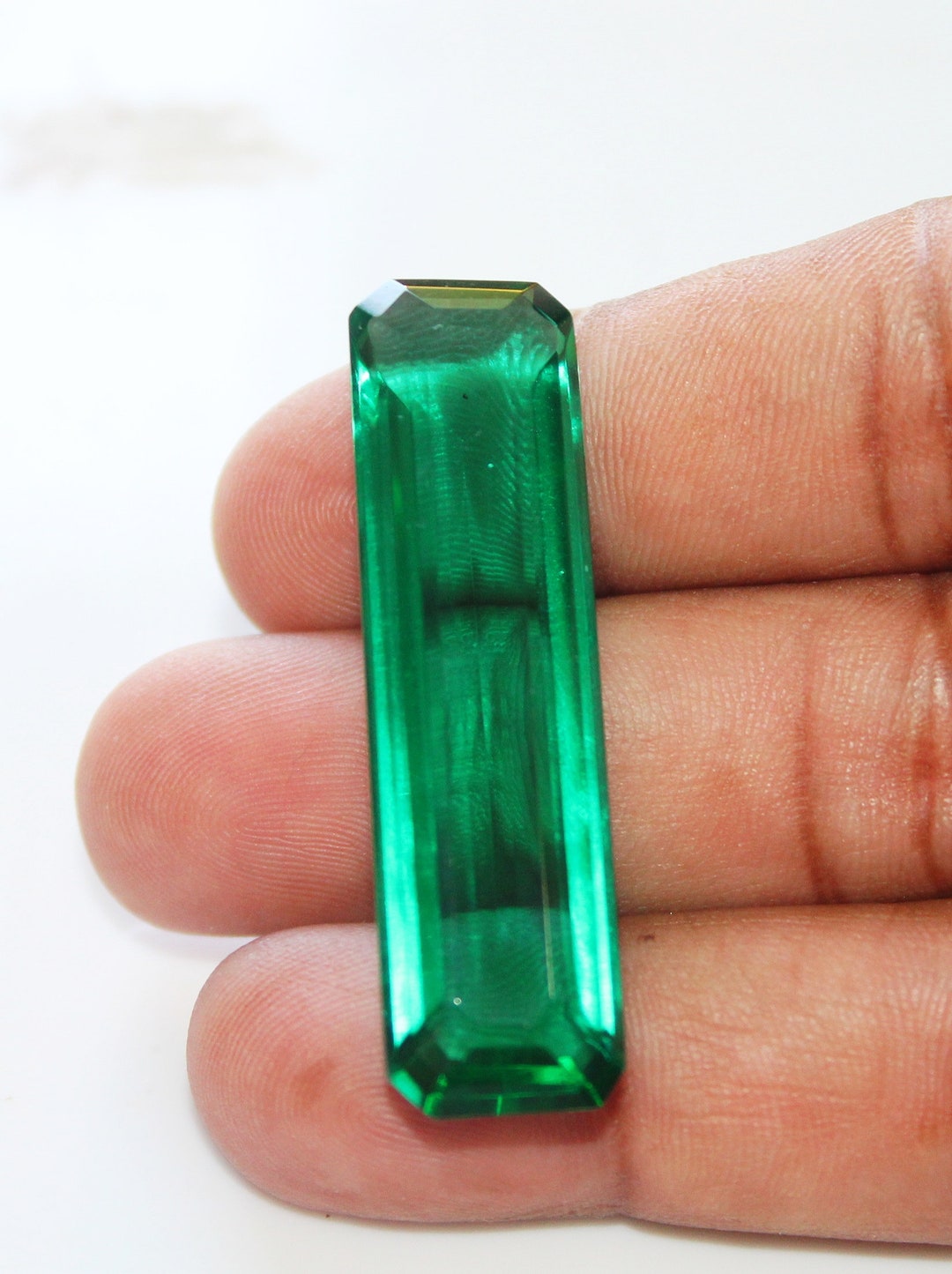 51 Ct. Natural Emerald Cut Lab Created Emerald Rectangle 54X14X9 Mm ...