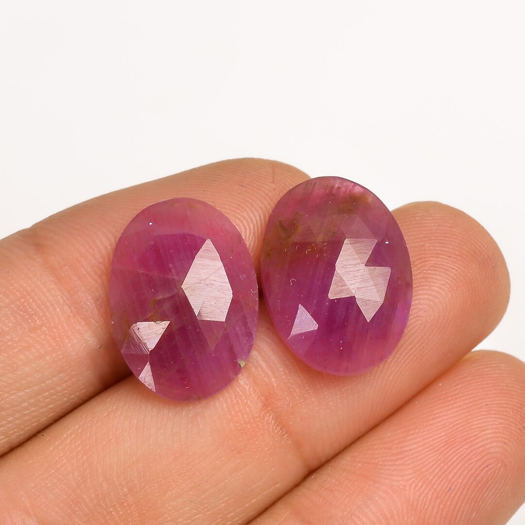 19 Ct Pink Ruby Rose Cut Pair: Oval Faceted Loose Gemstones (17x12x4mm ...