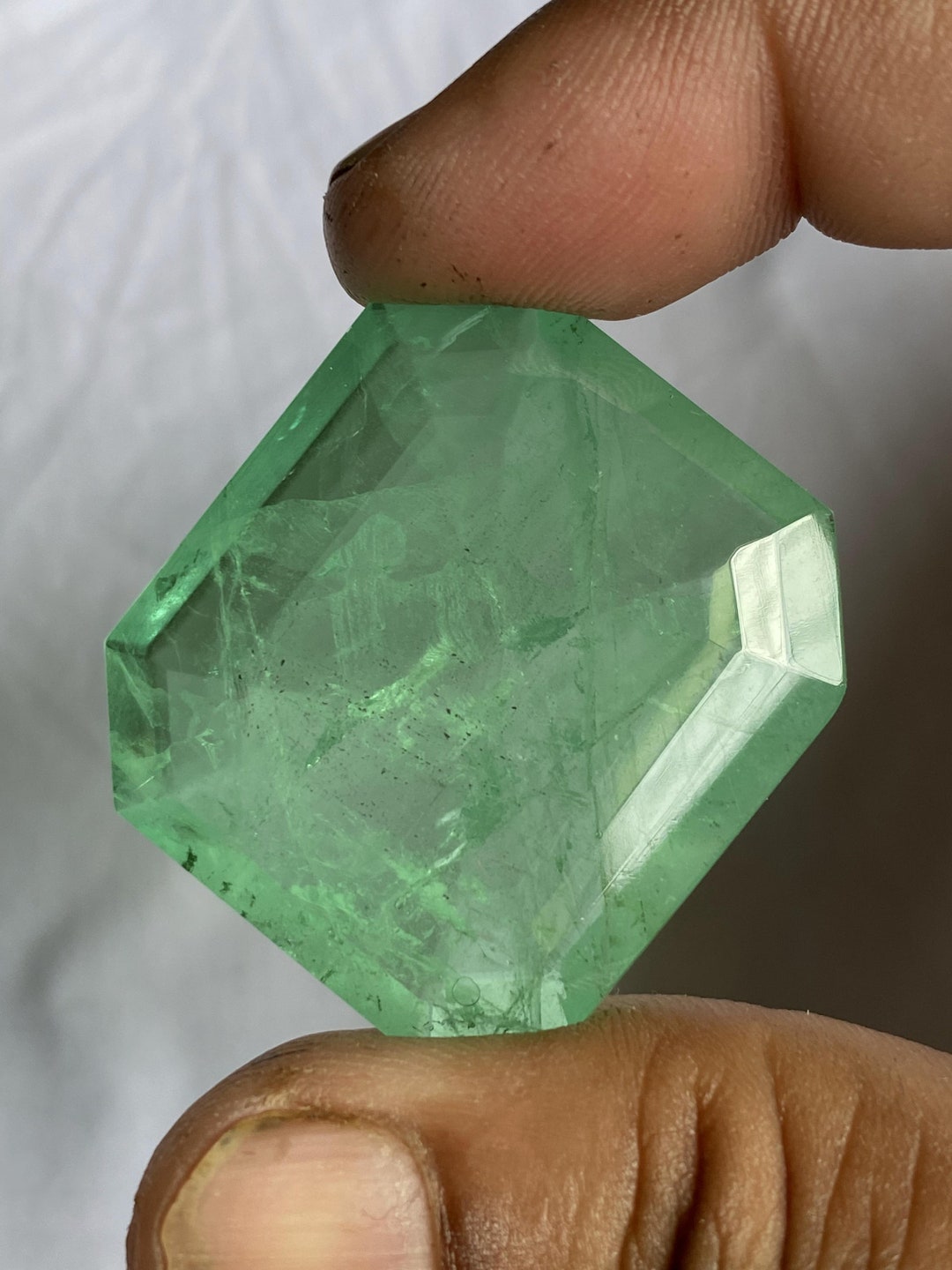 Natural Colombian Emerald Cut Gemstone Emerald Doublet Radiant Shape ...