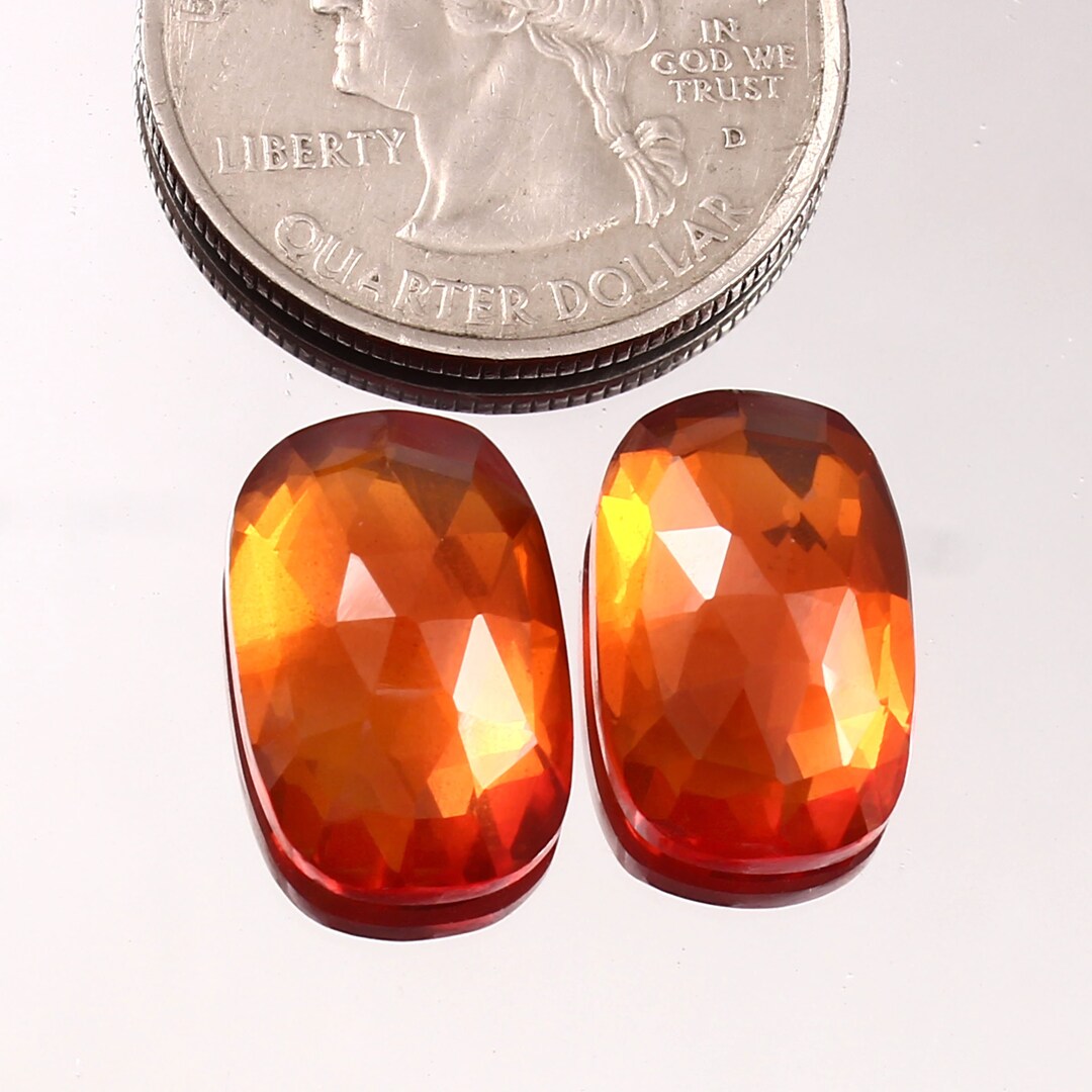 11x16.50 MM Lab Orange Sapphire Rose Cut Pair Loose Radiant Shape ...