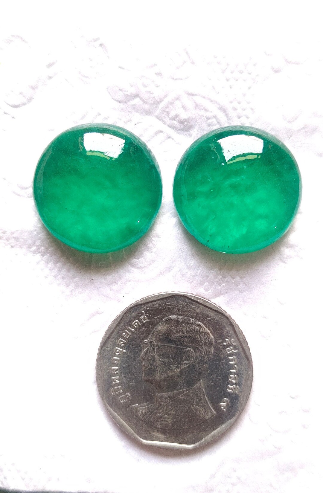 AAA Emerald Doublet Pair Round Shape Cabochon Emerald Loose Gemstone ...