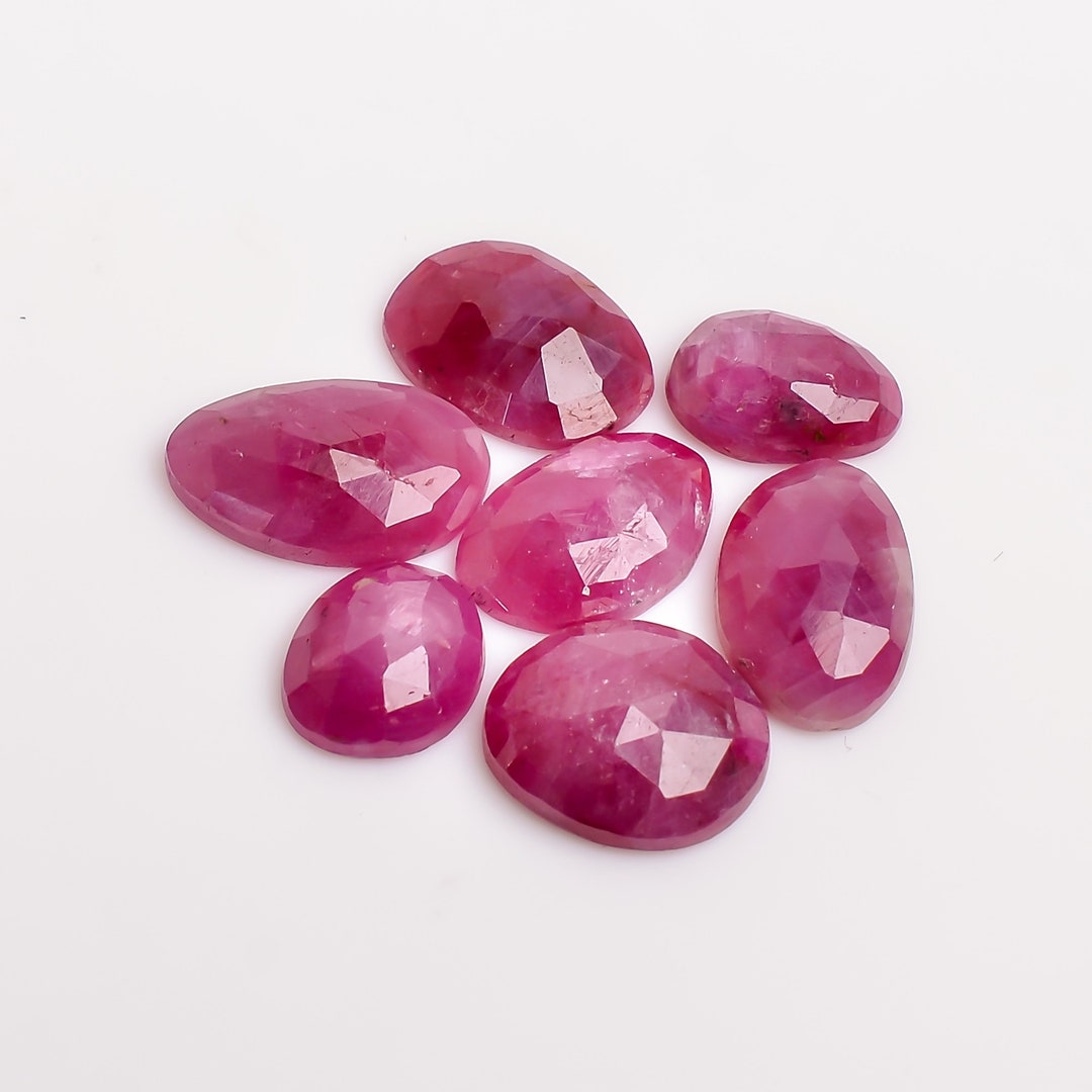24.5 Ct Natural Pink Ruby Rose Cut Slices: 7 Faceted Loose Gemstones - Etsy