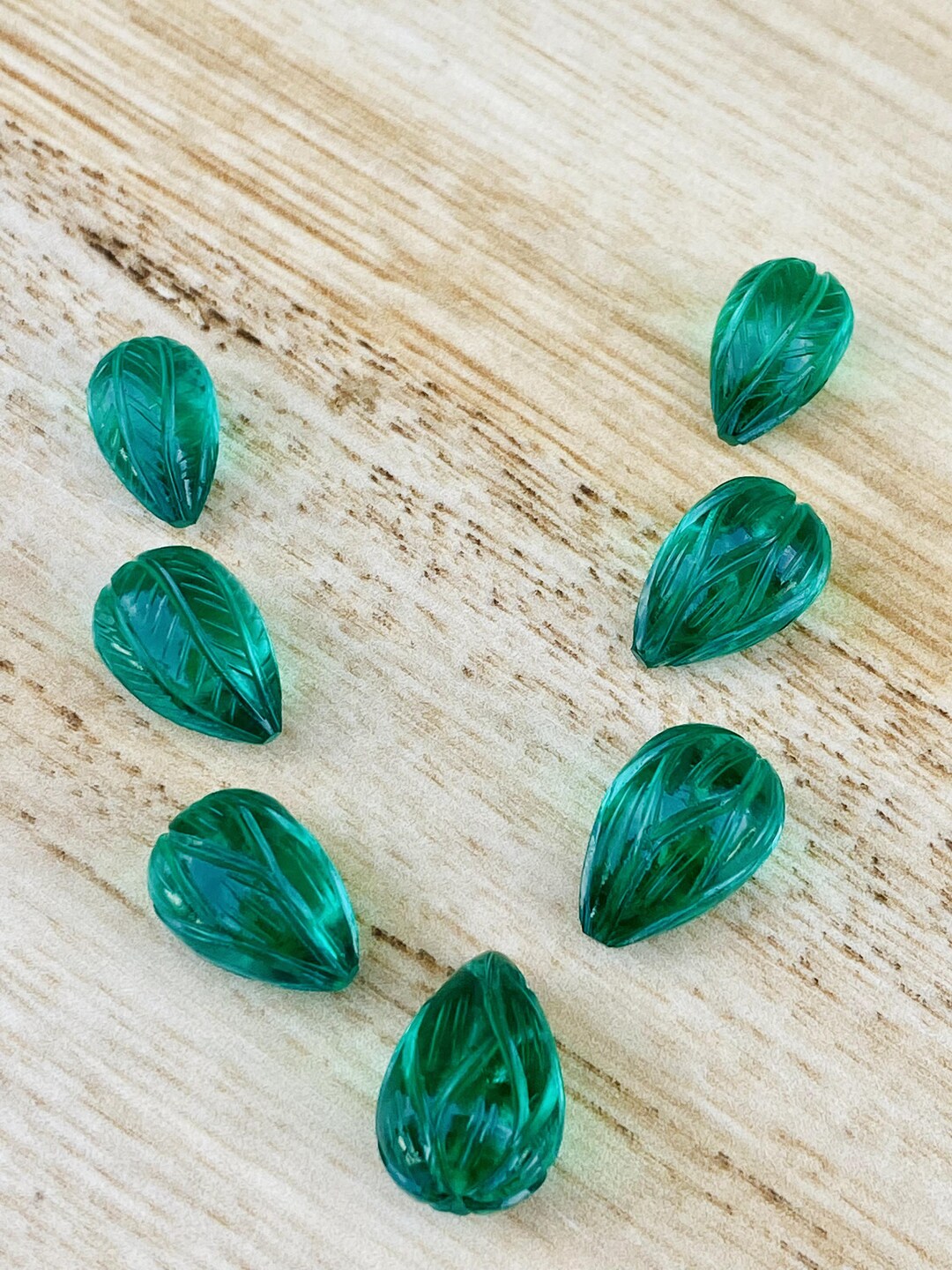 Lab Emerald Carved Teardrop Layout Loose Emerald Teardrop Shape Loose ...