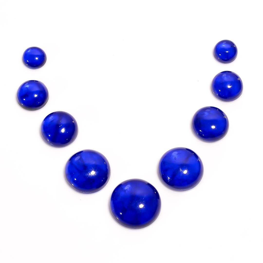 AAA Blue Sapphire Doublet Cabochon Stone Round Shape Blue Sapphire ...