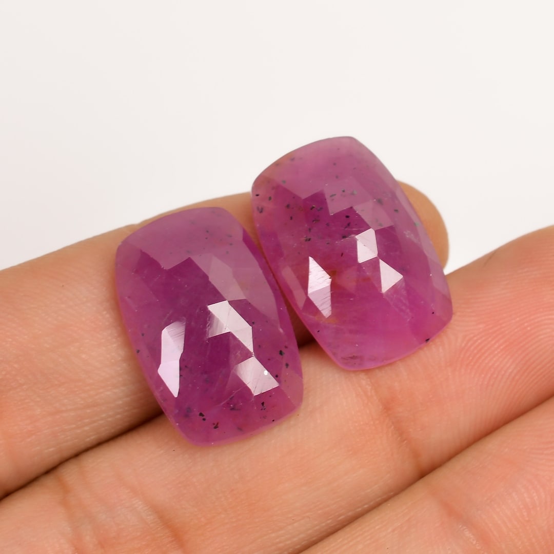 30 Ct AAA Pink Ruby Rose Cut Gemstone Pair: 19x13x5mm - Etsy