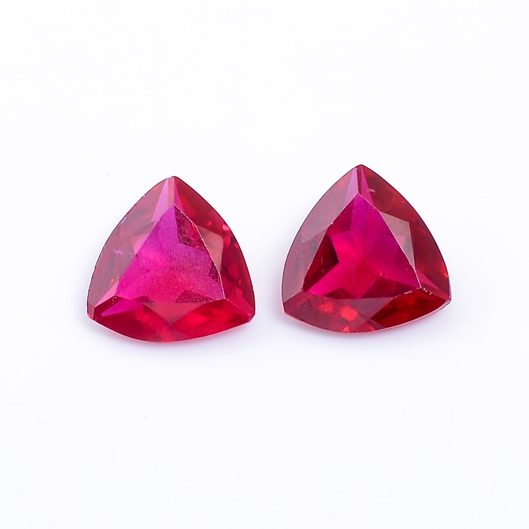 11 Ct. Lab Created Ruby Pair Cut Stone AAA Ruby Trillion Shape Cut ...