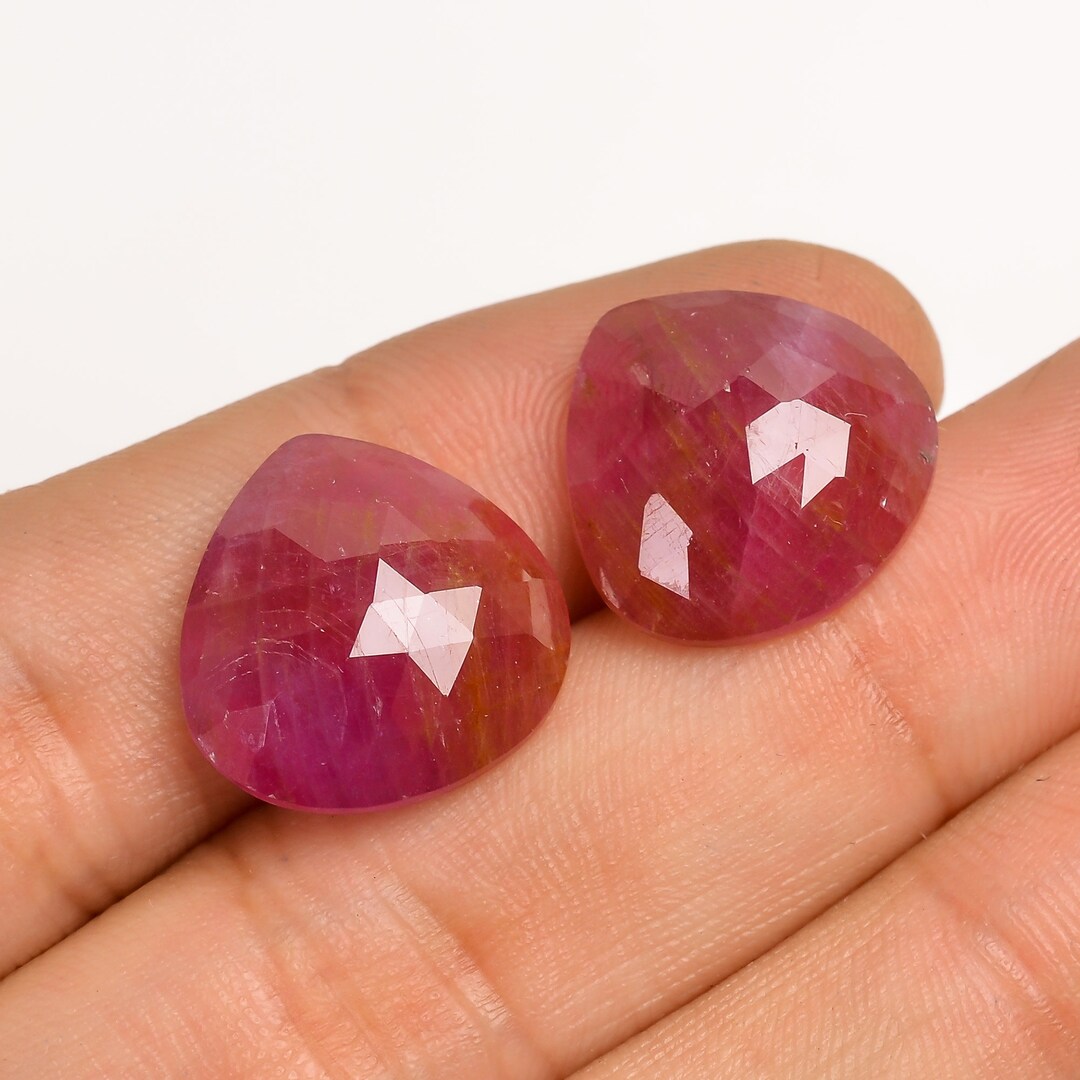 24 Ct. Ruby Rose Cut Pair Natural Pink Ruby Rosecuts Slice Pair Heart ...