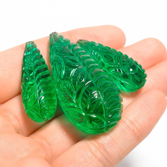 219 Ct. Lab Grown Emerald Carved Lab Created Emerald Carved - Etsy