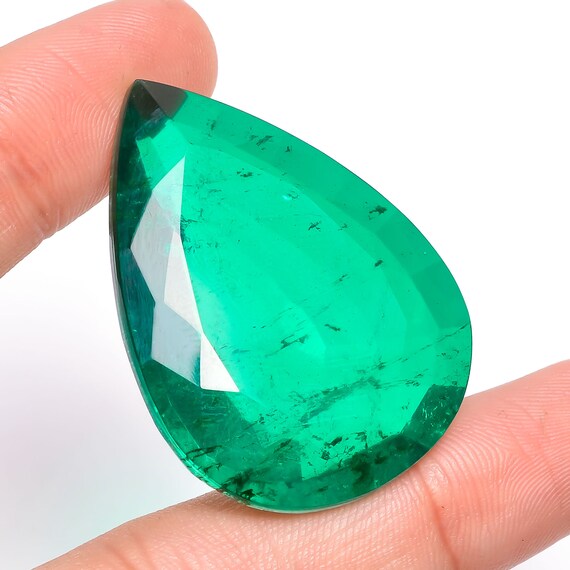 Natural Emerald Doublet Lab Grown Emerald Pendant Pear Shape - Etsy