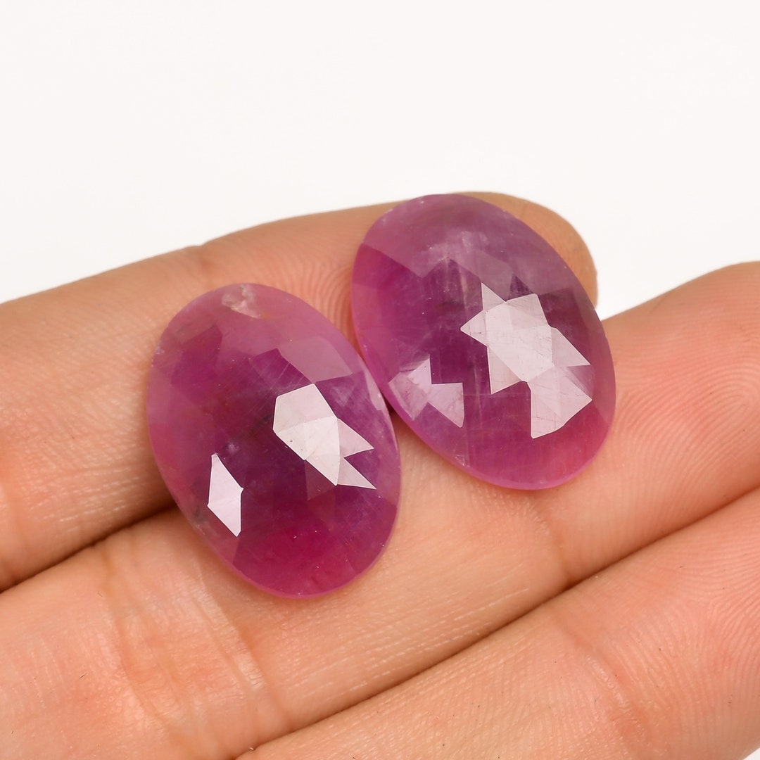 29.5 Ct. Ruby Rose Cut Pair Natural Pink Ruby Rosecuts Slice Oval Shape ...
