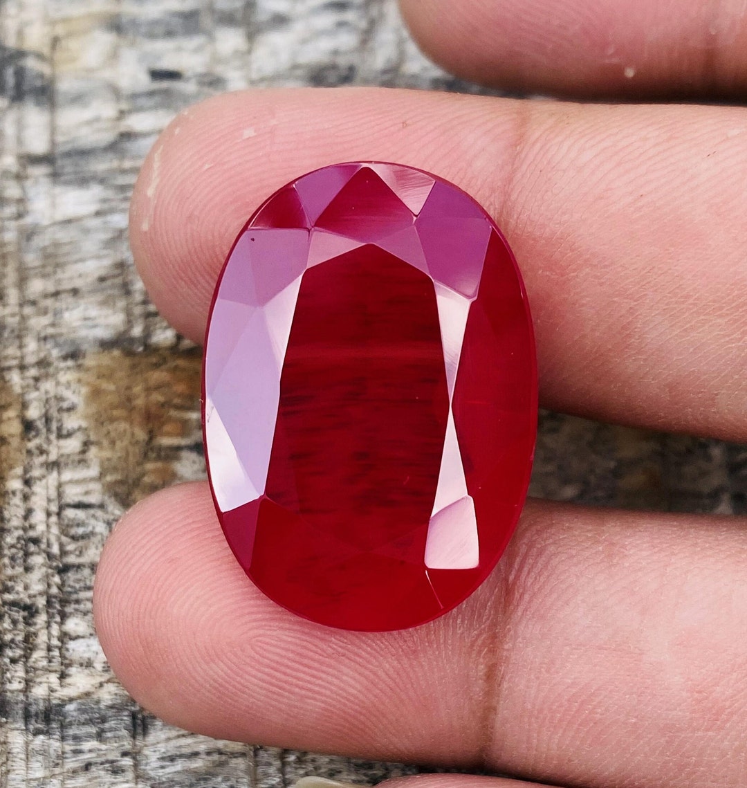 Lab Created Ruby Cut Rings Ruby Gemstone Wedding Gift Oval Shape Cut ...