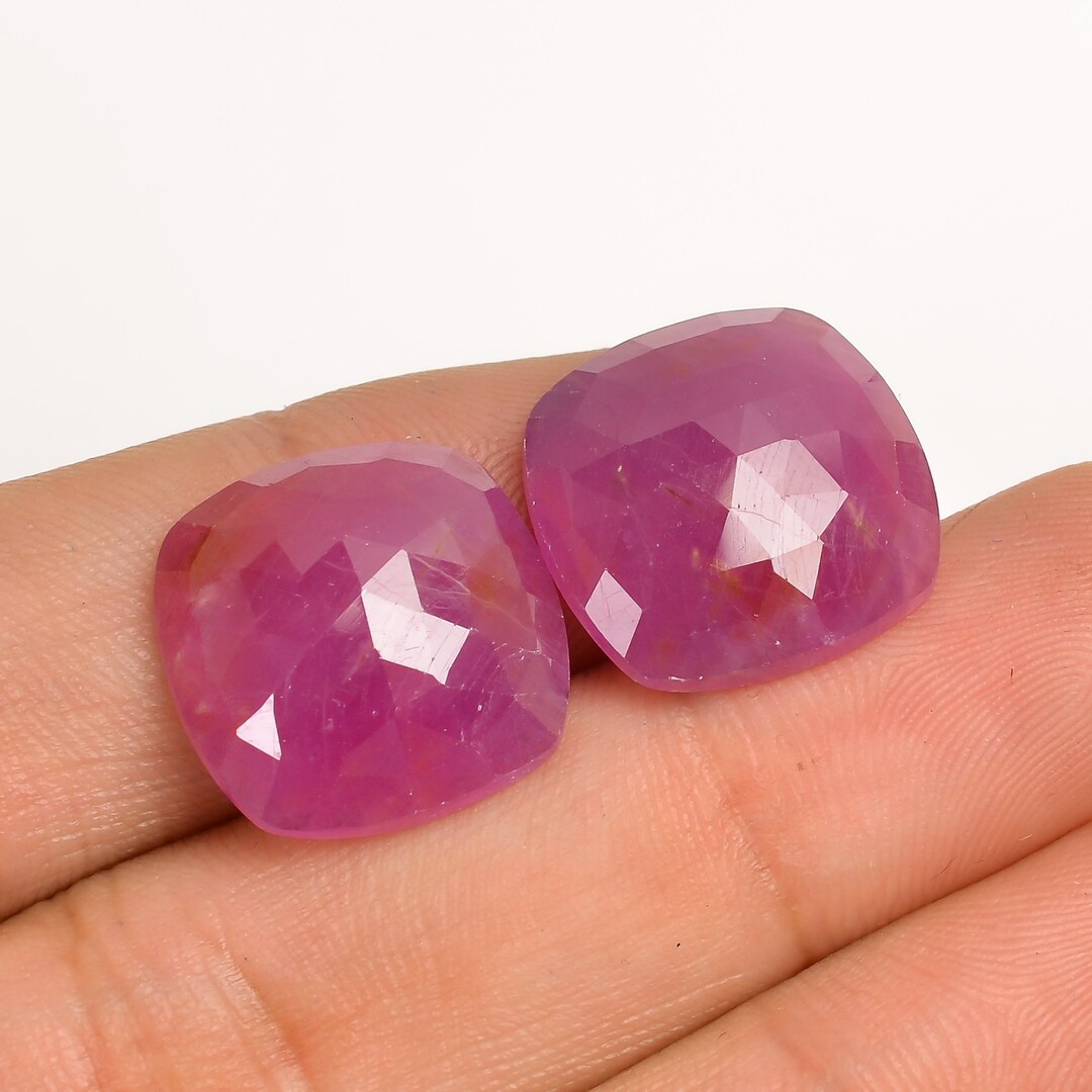 28 Ct. Ruby Rose Cut Pair Natural Pink Ruby Rosecuts Slice Cushion ...