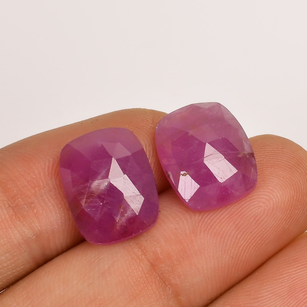 15 Ct AAA Ruby Rose Cut Pair Natural Pink Ruby Rosecuts Slice Radiant ...